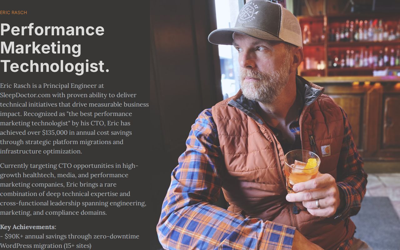 Eric Rasch · Principal Engineer → CTO Track | Performance Marketing Technologist